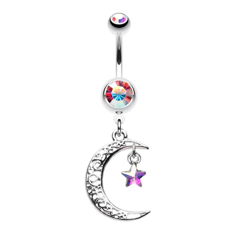 Moon and Star Belly Ring - The Body Rings