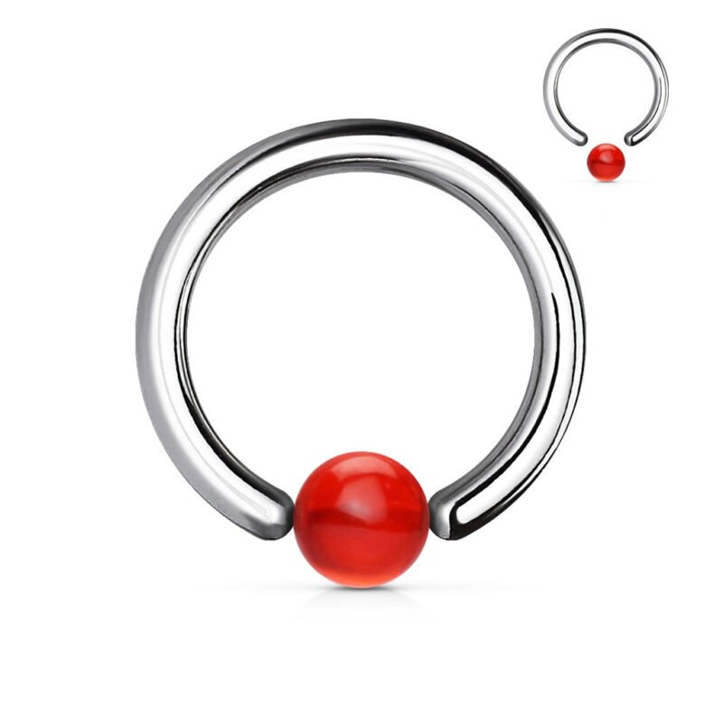 14 GA Red Acrylic Ball Captive Bead Ring - The Body Rings