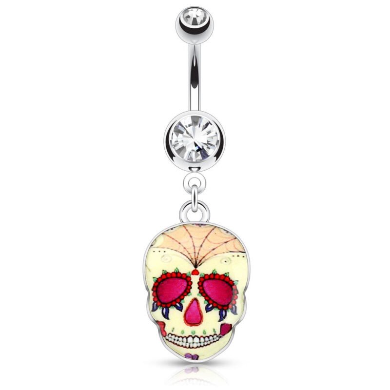 Yellow Sugar Skull Belly Ring - The Body Rings