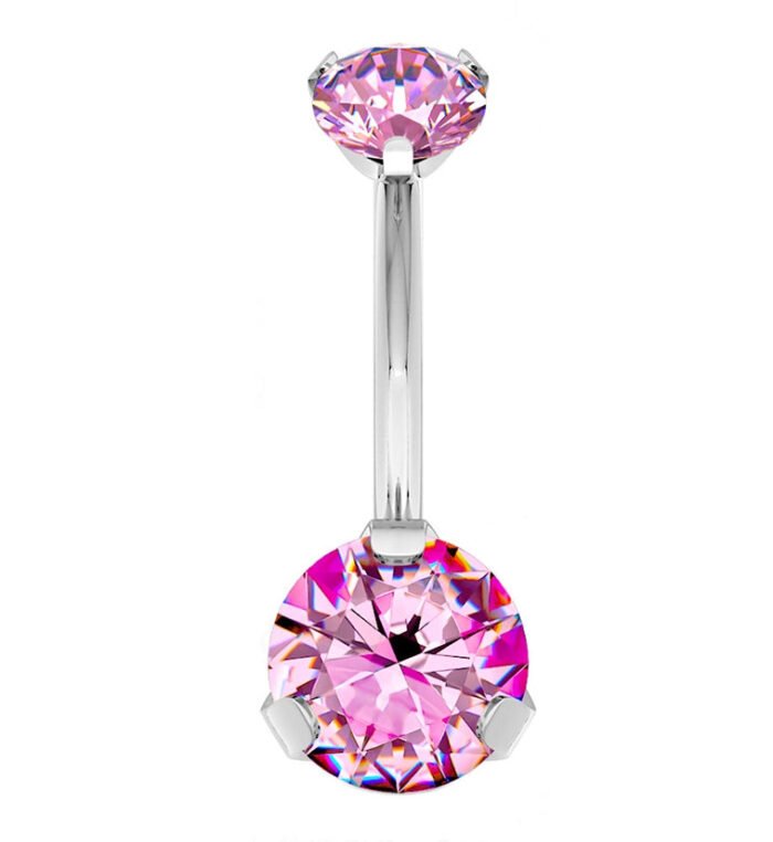 Pink CZ Titanium Belly Button Ring - The Body Rings